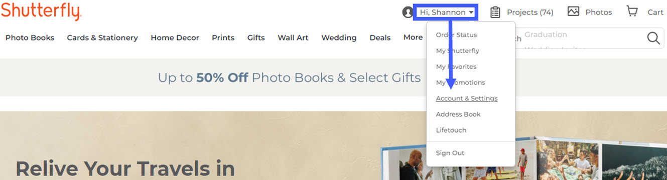 Changing Shutterfly Account Information